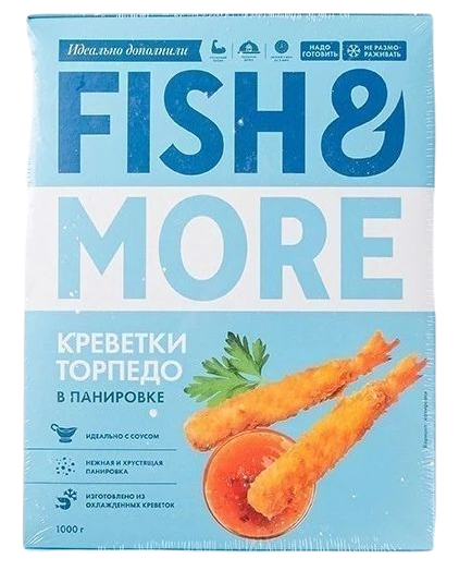 Креветка в панировке Torpedo 1кг*6 Fish & More: купить за 1 376 ...